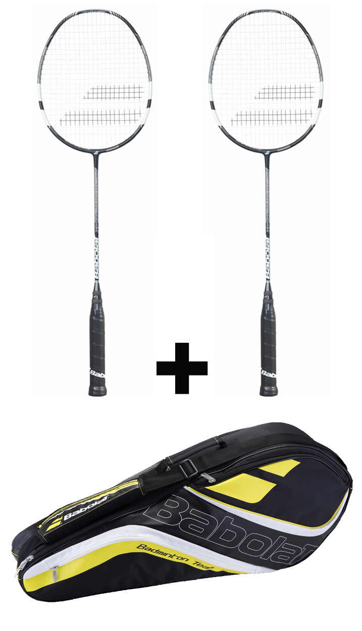 2ks Babolat X-FEEL R Power + Babolat Badminton Team Line Racket Holder ...